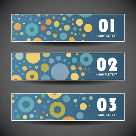 Colorful Set Of Three Header Designs With Dots And Circles Stock Vector Illustration Of