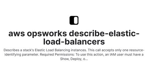 Aws Opsworks Describe Elastic Load Balancers Fig
