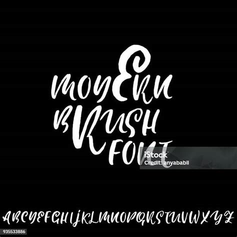 Handdrawn 브러시 폰트입니다 현대 브러쉬 레터링입니다 그런 지 스타일 알파벳입니다 벡터 일러스트입니다 0명에 대한 스톡