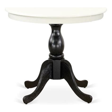 Pemberly Row Modern Table With Linen White Table Top And Black Pedestal
