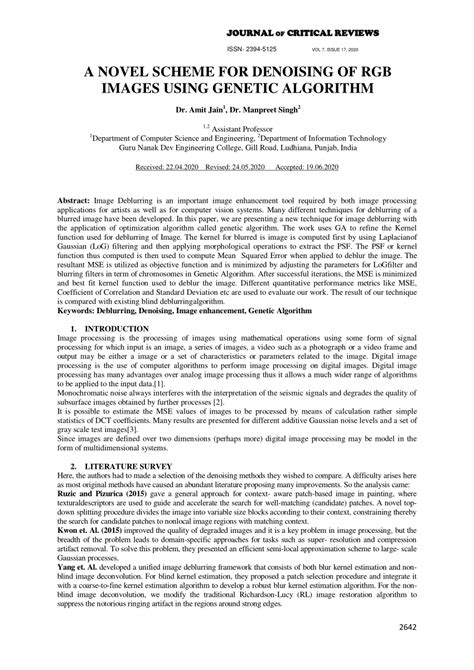 Pdf A Novel Scheme For Denoising Of Rgb Images Using Genetic Algorithm