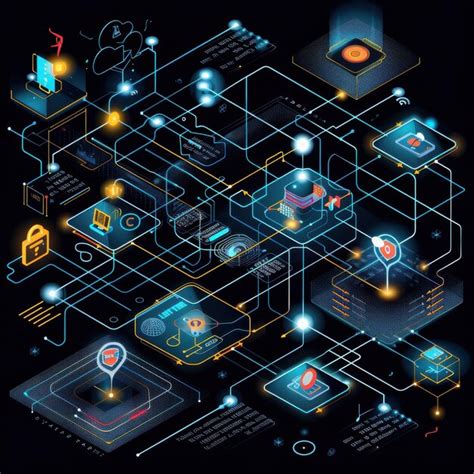 Digital Network Visualization With Cybersecurity Elements Premium Ai