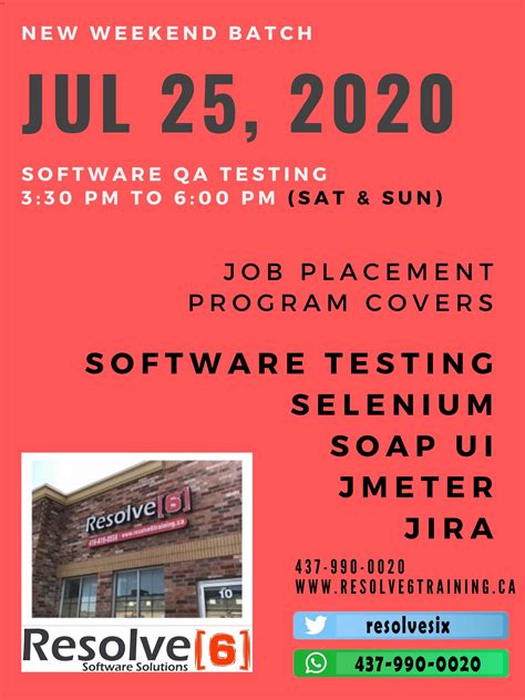 New Qa Training And Job Placement Batch Starts 25th Aug 2020 Resolve6
