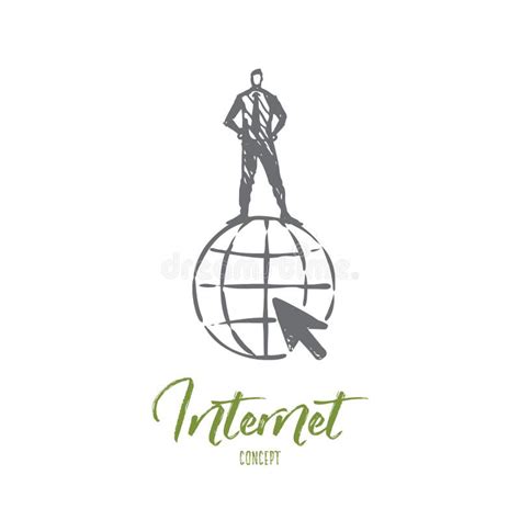 Internet Globe Symbol Website World Concept Hand Drawn Isolated Vector Stock Vector