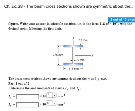 Solved Ch Ex 28 The Beam Cross Sections Shown Are