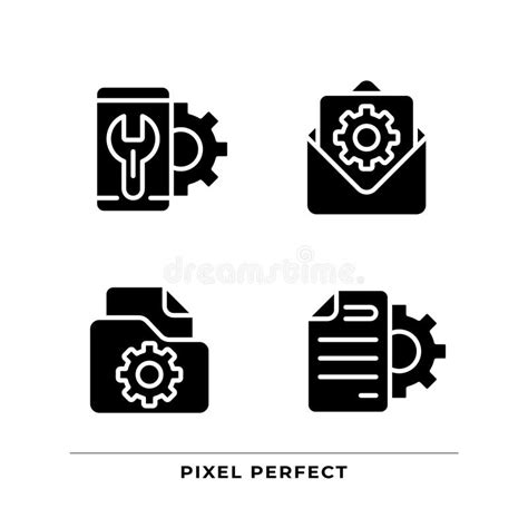 Configuration Black Glyph Icons Set On White Space Stock Vector Illustration Of