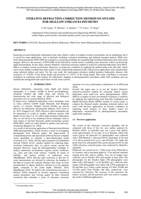 Pdf Iterative Refraction Correction Method On Mvs Sfm For Shallow