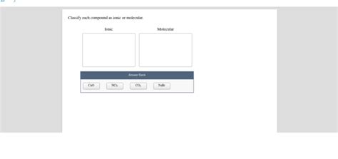 Solved Classify Each Compound As Ionic Or Molecular Ionic