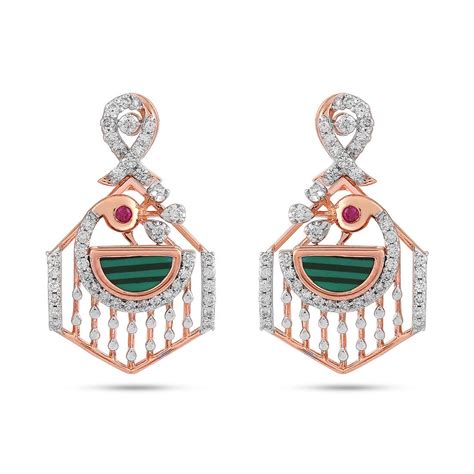 Crystal Peacock Diamond And Fancy Gemstone Earring Candere By Kalyan