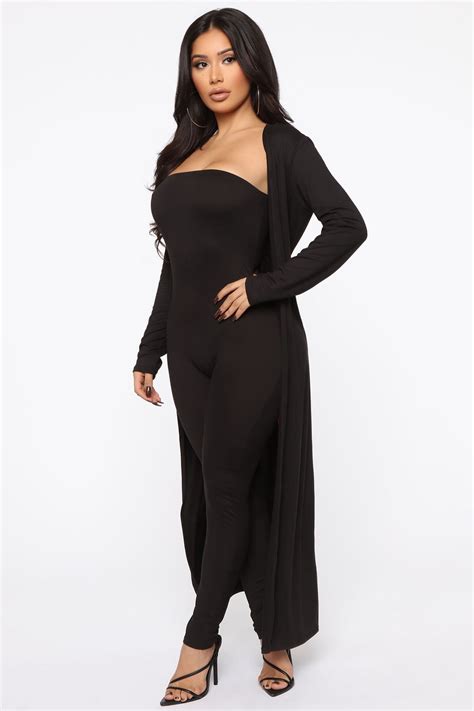 Buenos Aires Jumpsuit Cardigan Set Black Fashion Nova