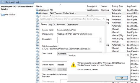 Dastscanner Worker Service Unable To Start Error Access Is Denied