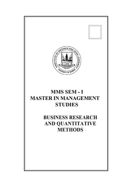 Business Research And Quantitative Methods Pdf