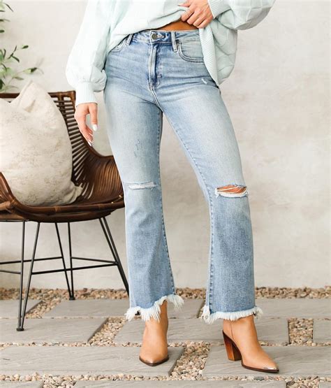 Hidden Happi Cropped Flare Stretch Jean Womens Jeans In Light Wash
