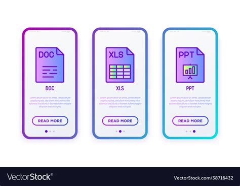 File Formats Thin Line Icons Set Doc Xls Ppt Vector Image