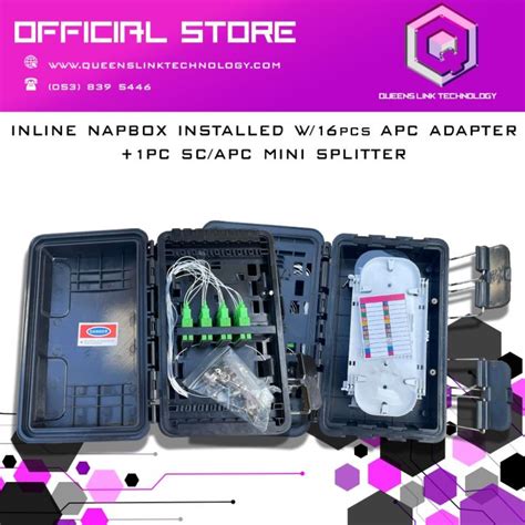 Inline Nap Box Installed W 16pcs Apc Adapter 1pc Sc Apc Mini