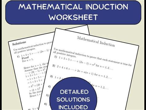 Mathematical Induction Worksheet With Solutions Teaching Resources