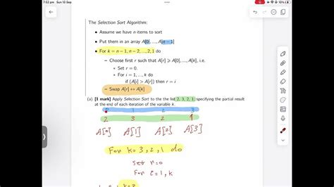 Discrete Mathematics Week7 A Sample Question Selection Sort Algorithm Youtube