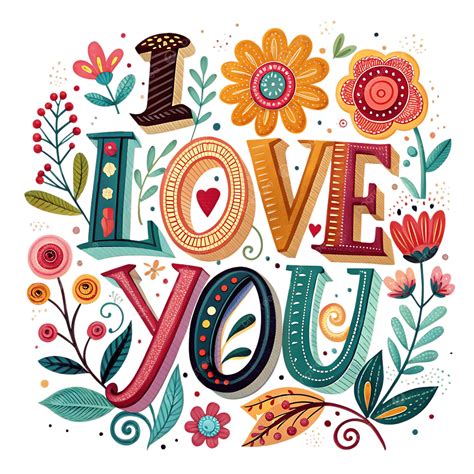 꽃무늬 디자인의 타이포그래피를 사랑해요 사랑해요 발렌타인 데이 타이포그래피 Png 일러스트 및 이미지 에 대한 무료 다운로드 Pngtree