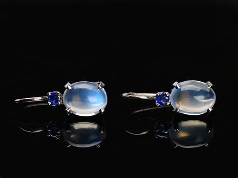 Flawless Moonstone And Sapphire Earrings The Three Graces