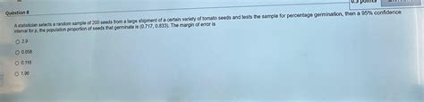 solved question 8 0 5 a statistician selects a random sample