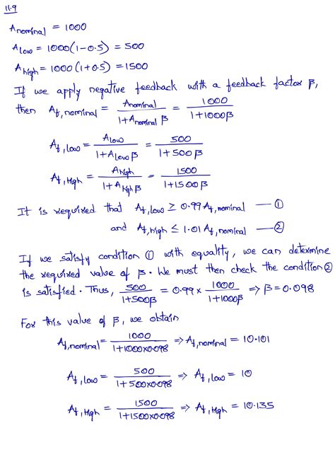 d 11 9 an amplifier has an open loop gain with a nominal value of 1000