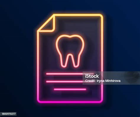검은 색 배경에 고립 된 치과 카드 또는 환자 의료 기록 아이콘빛나는 네온 라인 클립 보드 치과 보험 치과 진료소 보고서 벡터 건강 진단에 대한 스톡 벡터 아트 및 기타