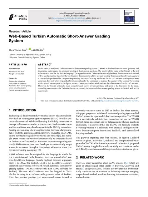 Pdf Web Based Turkish Automatic Short Answer Grading System