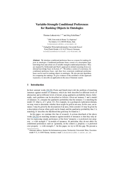 Pdf Variable Strength Conditional Preferences For Ranking Objects In Ontologies