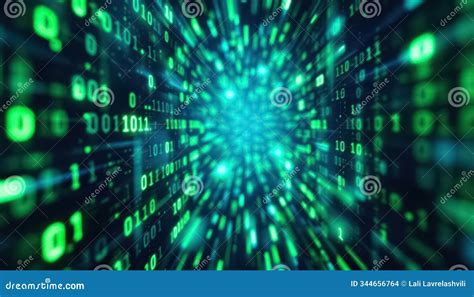 Binary Code Matrix Background Tech Style Green Illuminated Numbers