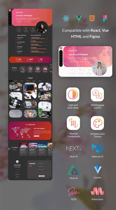 Femilux Html React Vue Figma Portfolio Online Cv Template