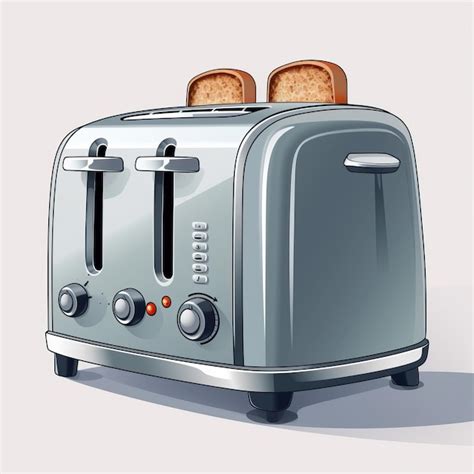 Premium Vector Gray Color Toaster Flat Vector White Background Isolated