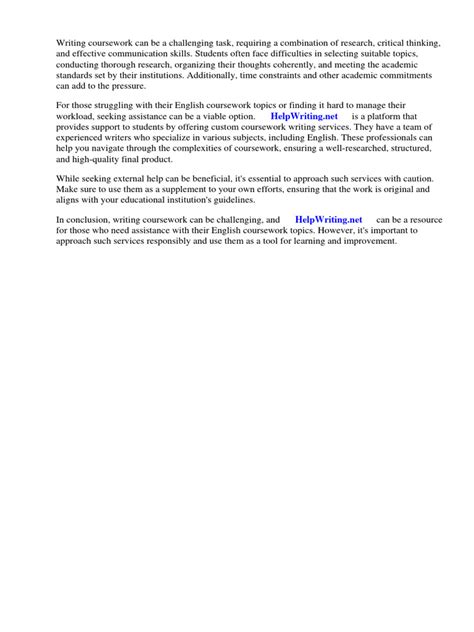 English Coursework Topics Pdf