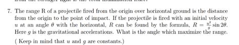 Solved The Range R Of A Projectile Fired From The Origin Chegg
