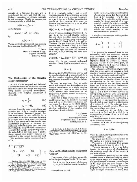 Note On The Realizability Of Directed Graphs Ieee Journals And Magazine