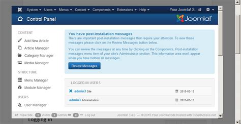 Joomla Admin From Front End