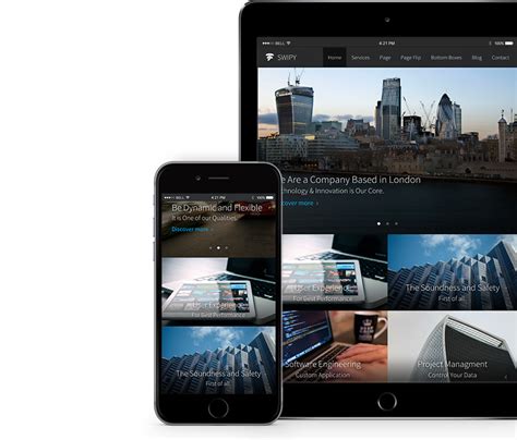 Swipy Free One Page Parallax Theme With Swipe Support