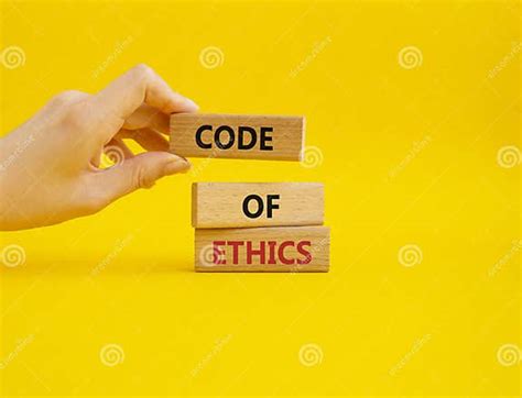 Code Of Ethics Symbol Concept Words Code Of Ethics On Wooden Blocks Beautiful Yellow