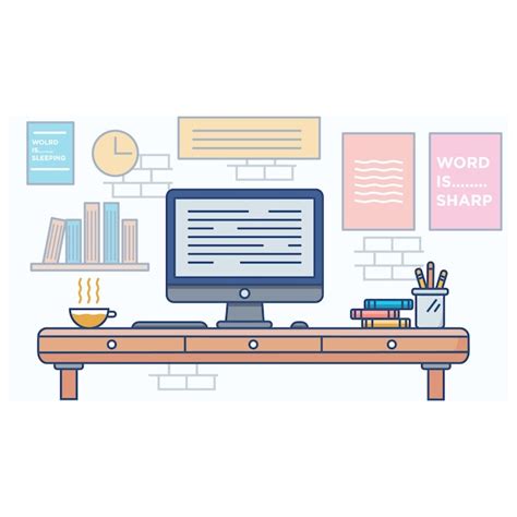 Premium Vector Flat Design Workspace Illustration