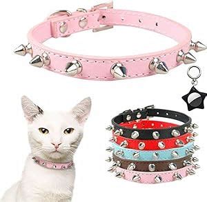 Amazon.com : Spiked Dog Collar Soft Pu Leather Rivet Spike Stud Studded ...