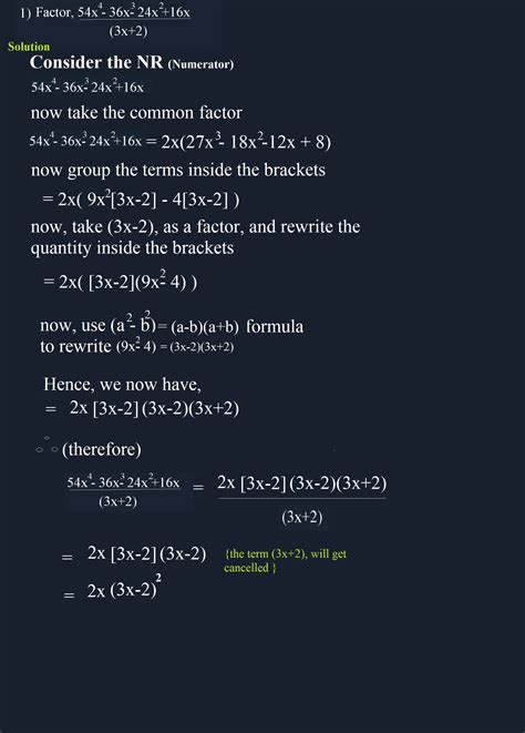 Factoring Polynomials Solution To Question No 1 International Math