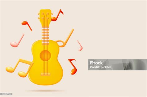 기타 또는 우쿨렐레 음악 노트 노래 멜로디 또는 튜닝 3d 현실적인 벡터 0명에 대한 스톡 벡터 아트 및 기타 이미지 0명 Eighth Note 과거 Istock