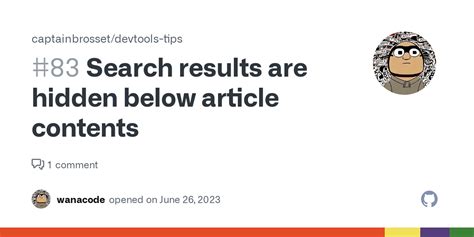 Search Results Are Hidden Below Article Contents Issue 83 Captainbrosset Devtools Tips GitHub