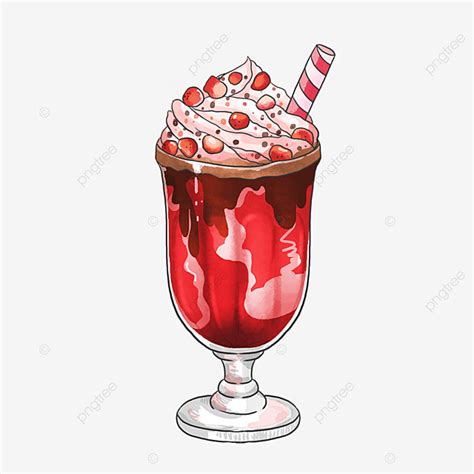 딸기 레드 벨벳 밀크 쉐이크 수채화 일러스트 그림 쉐이크 딸기 빨간 벨벳 Png 일러스트 및 Psd 이미지 무료 다운로드 Pngtree
