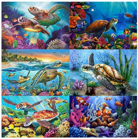 Full Diamond Painting Sea Turtle Diamond Dots Art Puzzle Etsy