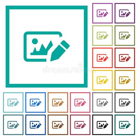 Photo Editing Flat Color Icons With Quadrant Frames Stock Vector Illustration Of Outlines