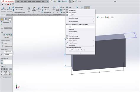 How To Hide SOLIDWORKS Dimensions In A Part And Make Them Reappear