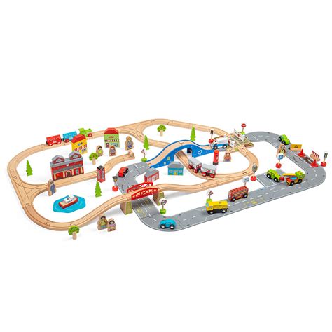 Wooden Train Track Set Bigjigs Rail Road Signs Pack 18 Piece Wooden
