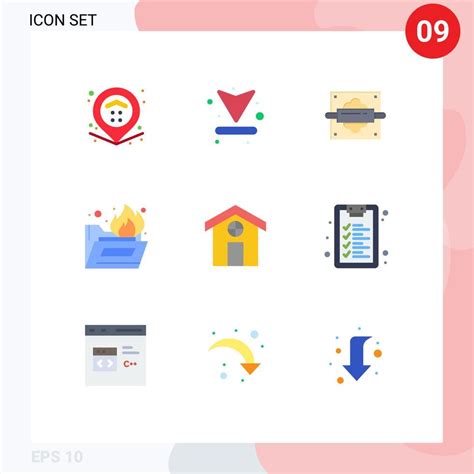 9 Universal Flat Colors Set For Web And Mobile Applications House City Rolling Folder Fire