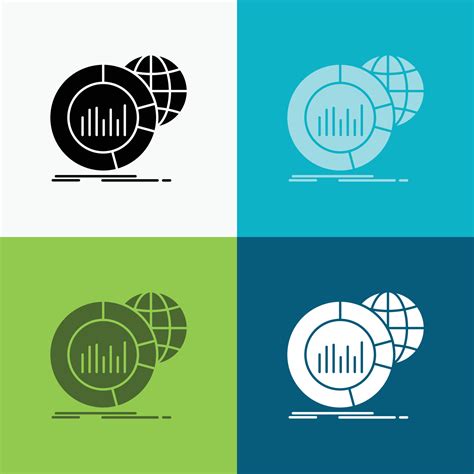 Big Chart Data World Infographic Icon Over Various Background Glyph Style Design Designed