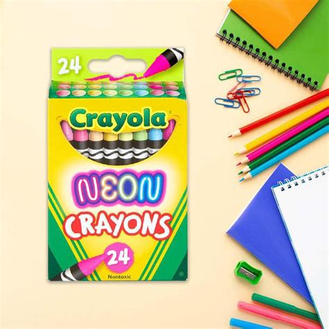 Caja De Crayones En Colores Neón Brillante De 24 Pzas Crayola